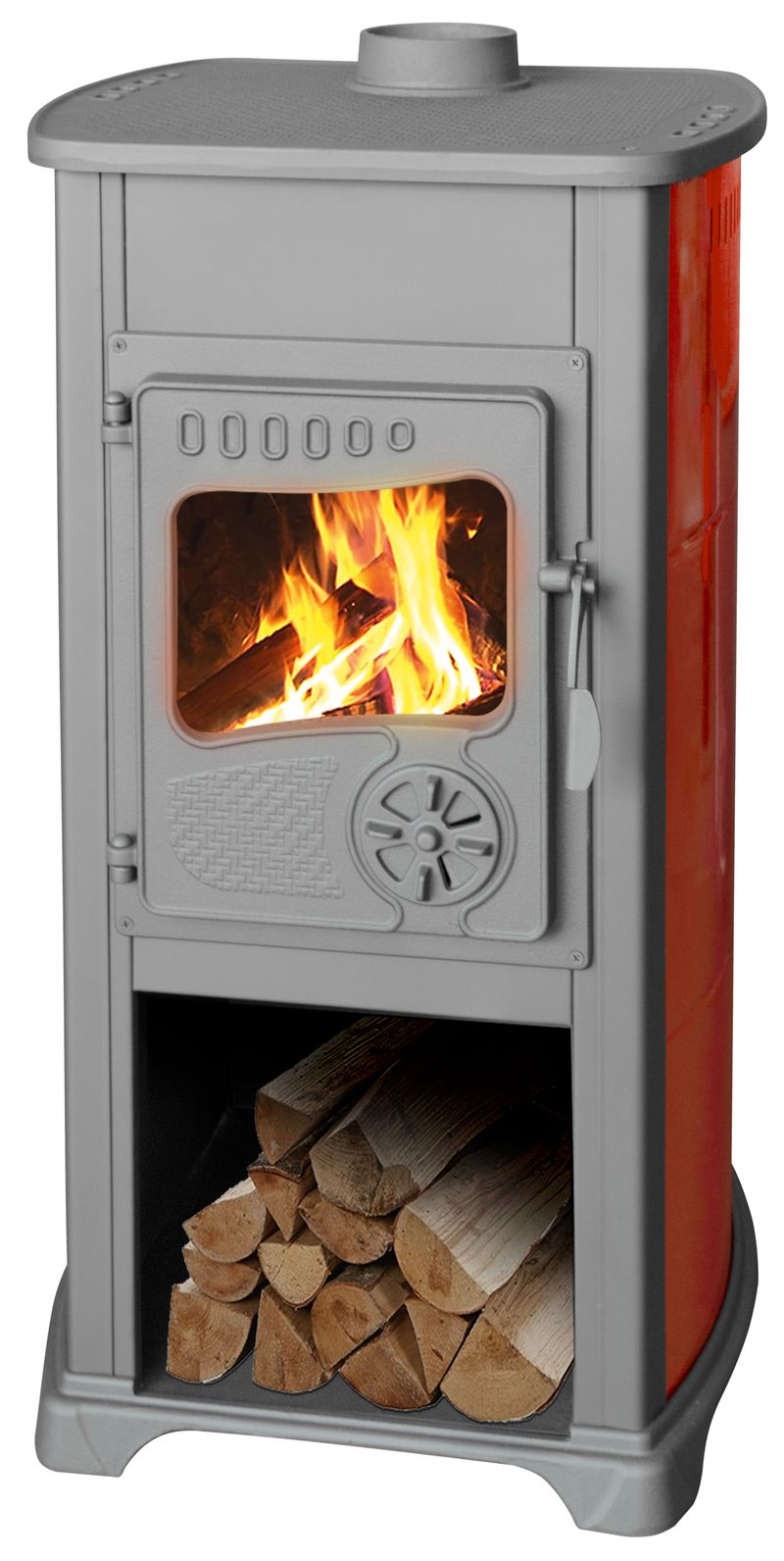 Kachle Bella Thalia, červené, 5,4 kW, 102 cm, liatina/šam | KúrenieZen